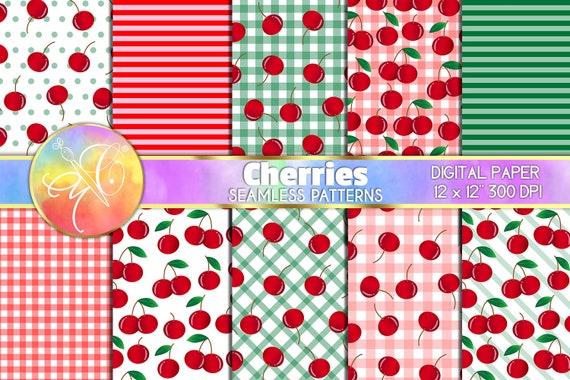 SEAMLESS Cherry Digital Paper, Printable Digital Paper, Decorative ...