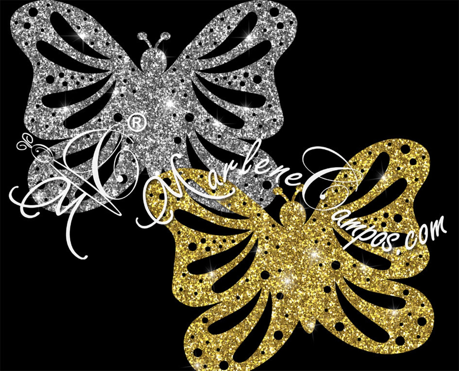 Glitter Butterfly Clip Art Butterflies Clip Art Glitter | Etsy