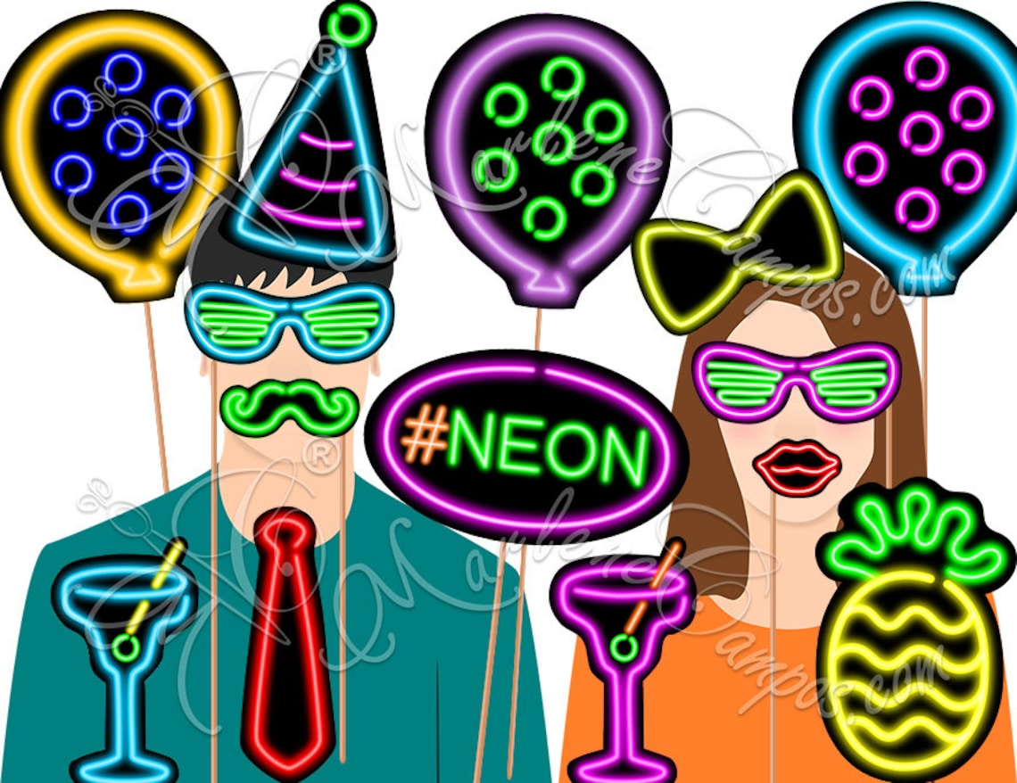 Neon Sign Photo Booth Props Neon Party Neon Birthday Neon Etsy