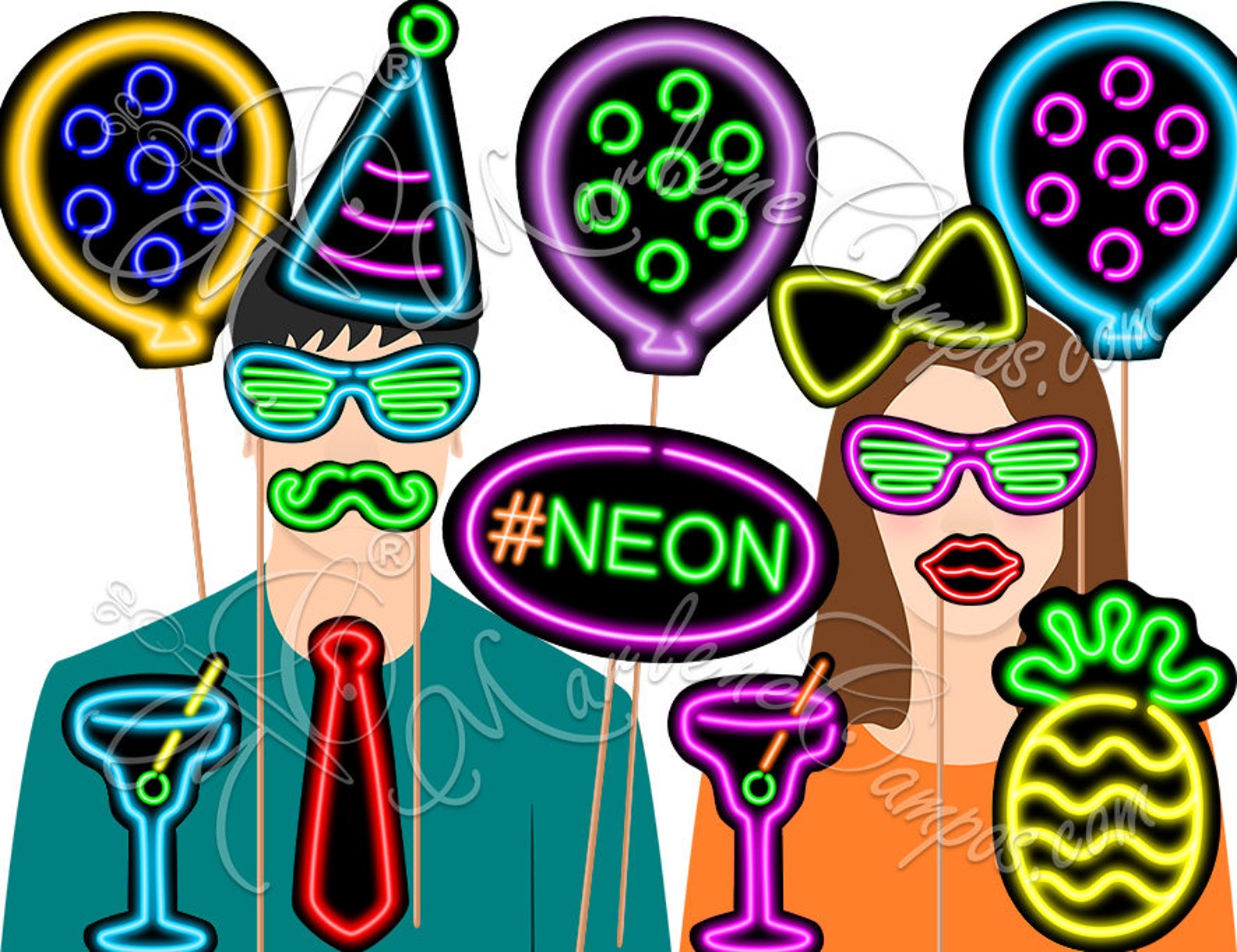 Neon Sign Photo Booth Props Neon Party Neon Birthday Neon | Etsy