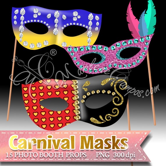 Carnival Masks Photo Booth Props, Masks Photo Booth Props, Masquerade ...