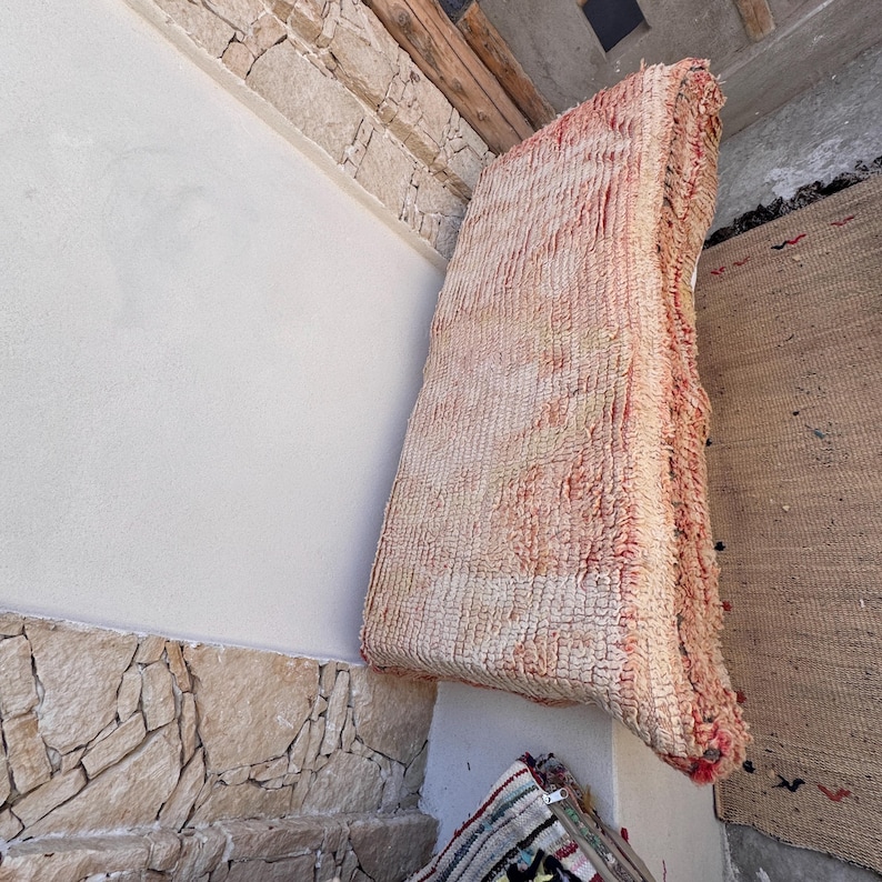 Handmade Moroccan Wool Pouf: Oversized Berber Floor Cushion, Terracotta ...