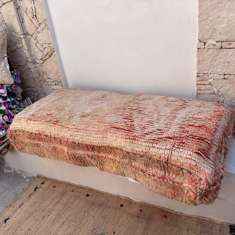 Handmade Moroccan Wool Pouf: Oversized Berber Floor Cushion, Terracotta ...