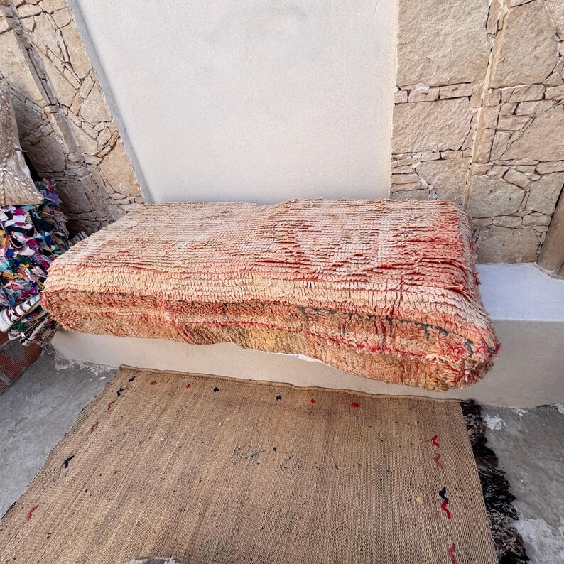 Handmade Moroccan Wool Pouf: Oversized Berber Floor Cushion, Terracotta ...
