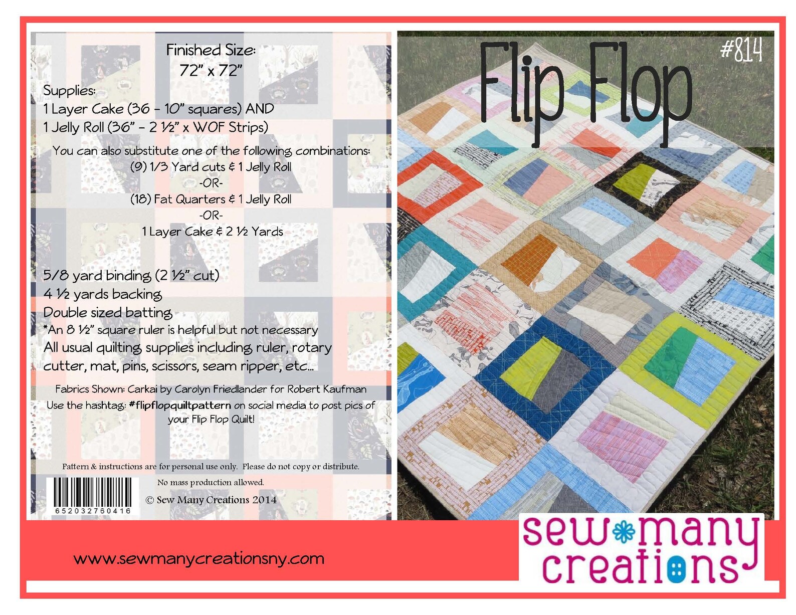 Instant Download PDF Quilt Pattern Flip Flop Easy Jelly - Etsy