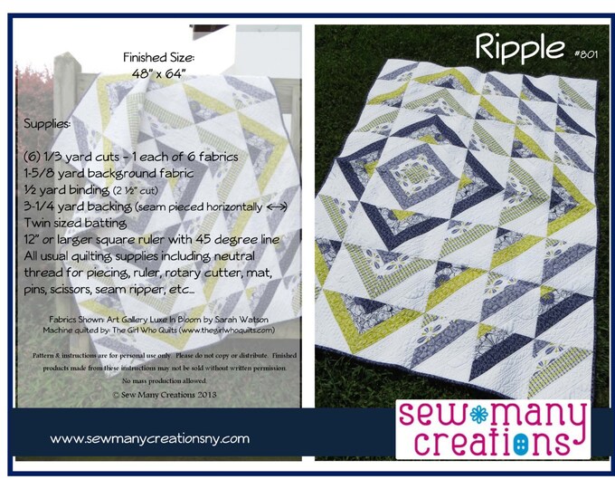 Instant Download PDF Sewing Pattern Ripple Quilt Pattern - Etsy
