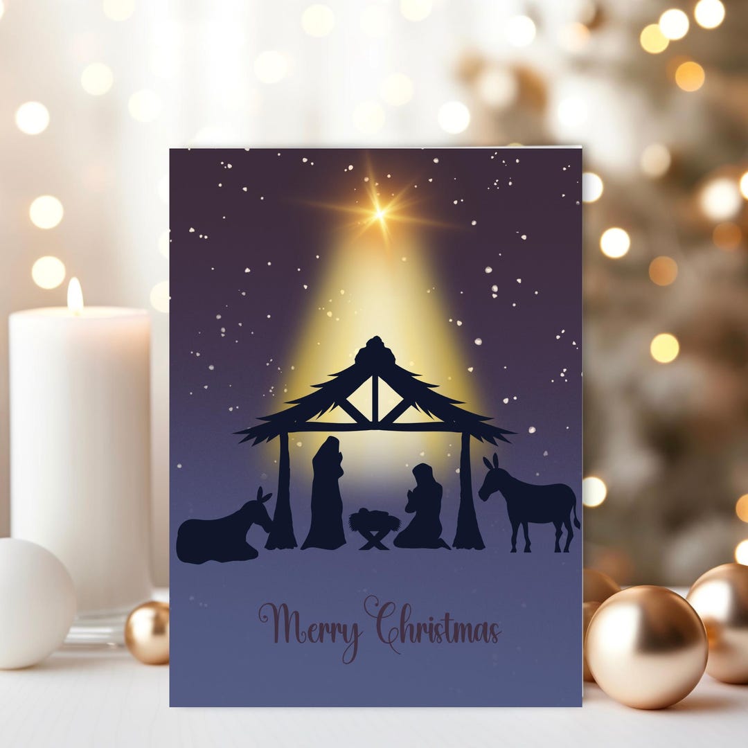 PRINTED Nativity Scene Christmas Cards, Xmas Cards, Holiday Greeting ...