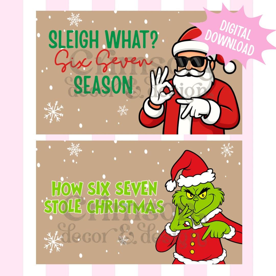 Editable Six Seven Christmas Banners | Canva Download | Green Man and ...