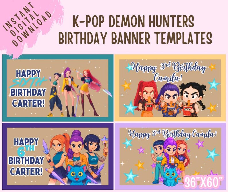 Editable K-pop Demon Hunters Banner Templates: Canva Download | 5 ...