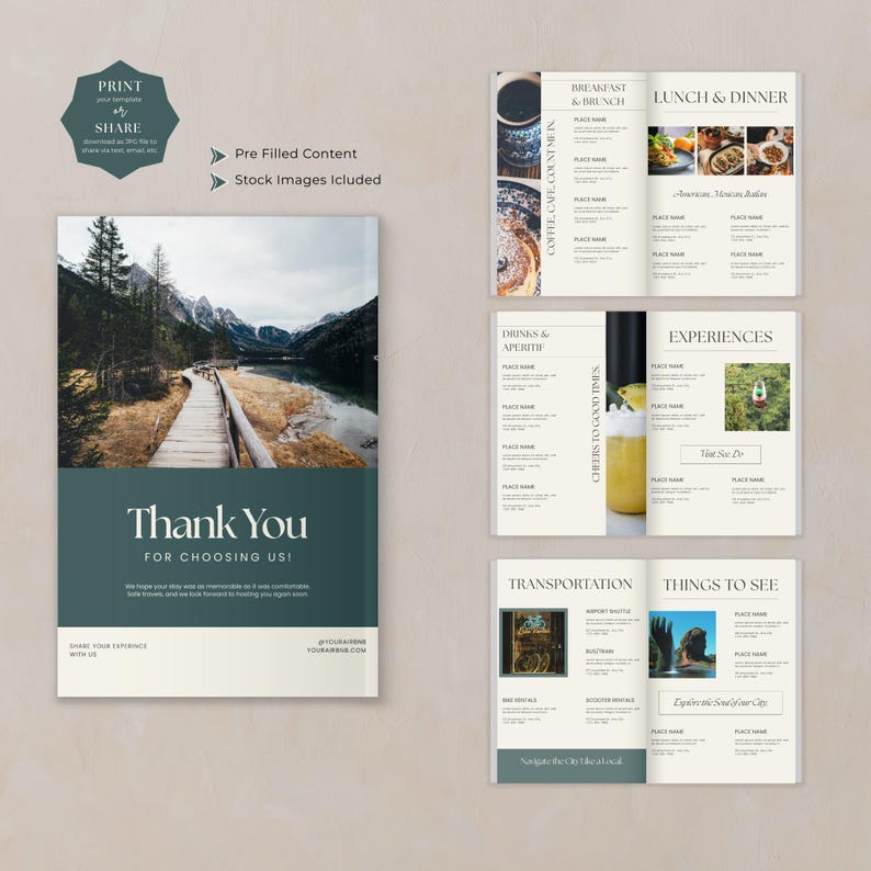 Airbnb Vrbo Welcome Book Printable Cabin Themed Guest Book Template ...