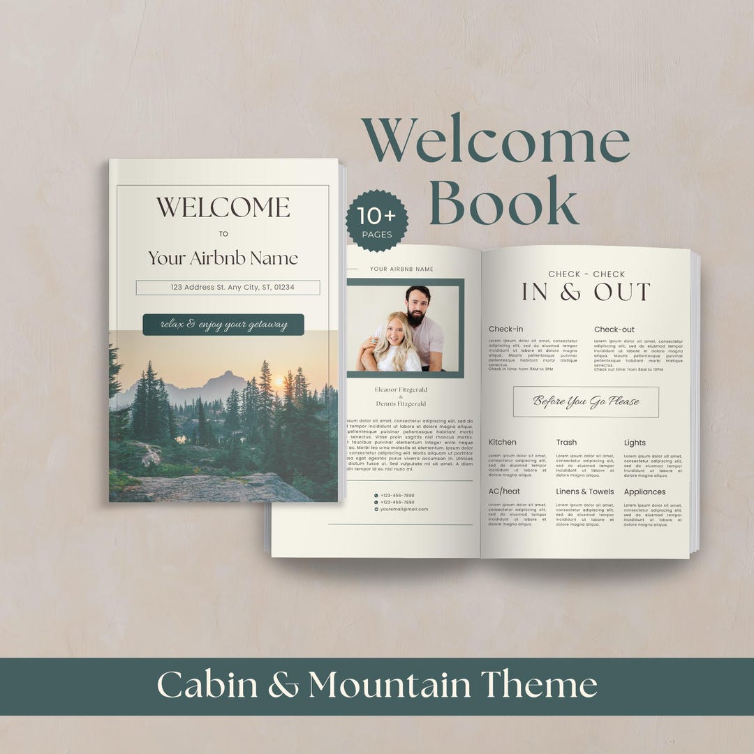 Airbnb Vrbo Welcome Book Printable Cabin Themed Guest Book Template ...