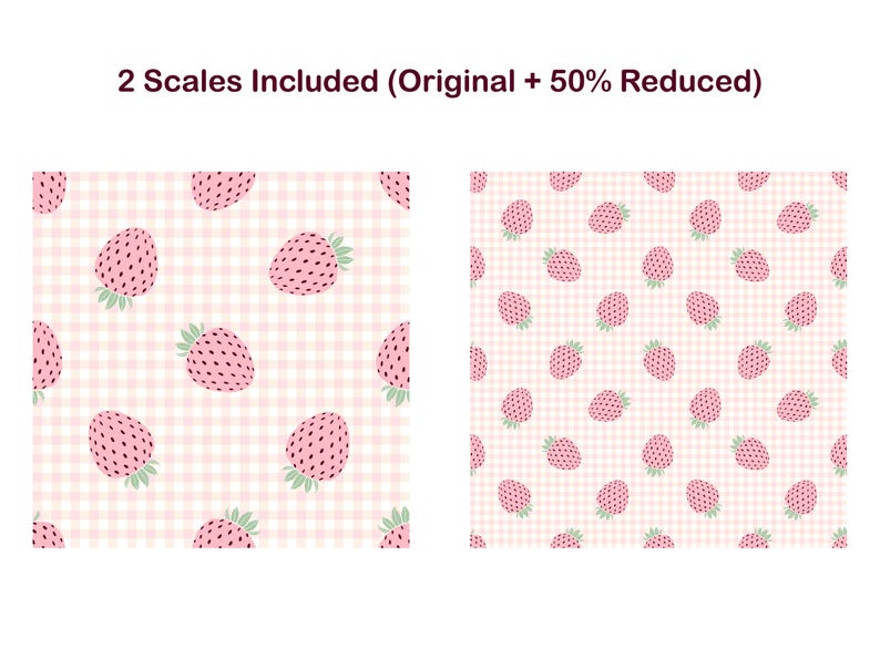 Strawberry Gingham Seamless Pattern, Pastel Fruit Print,digital File ...