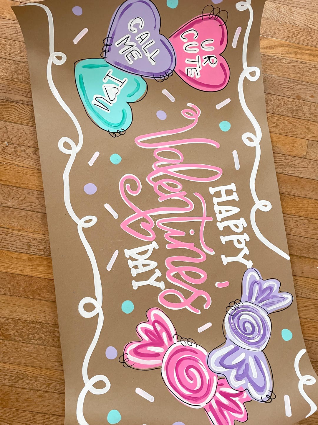MADE TO ORDER** Hand Painted Valentine's Day Banner | Candy Heart ...