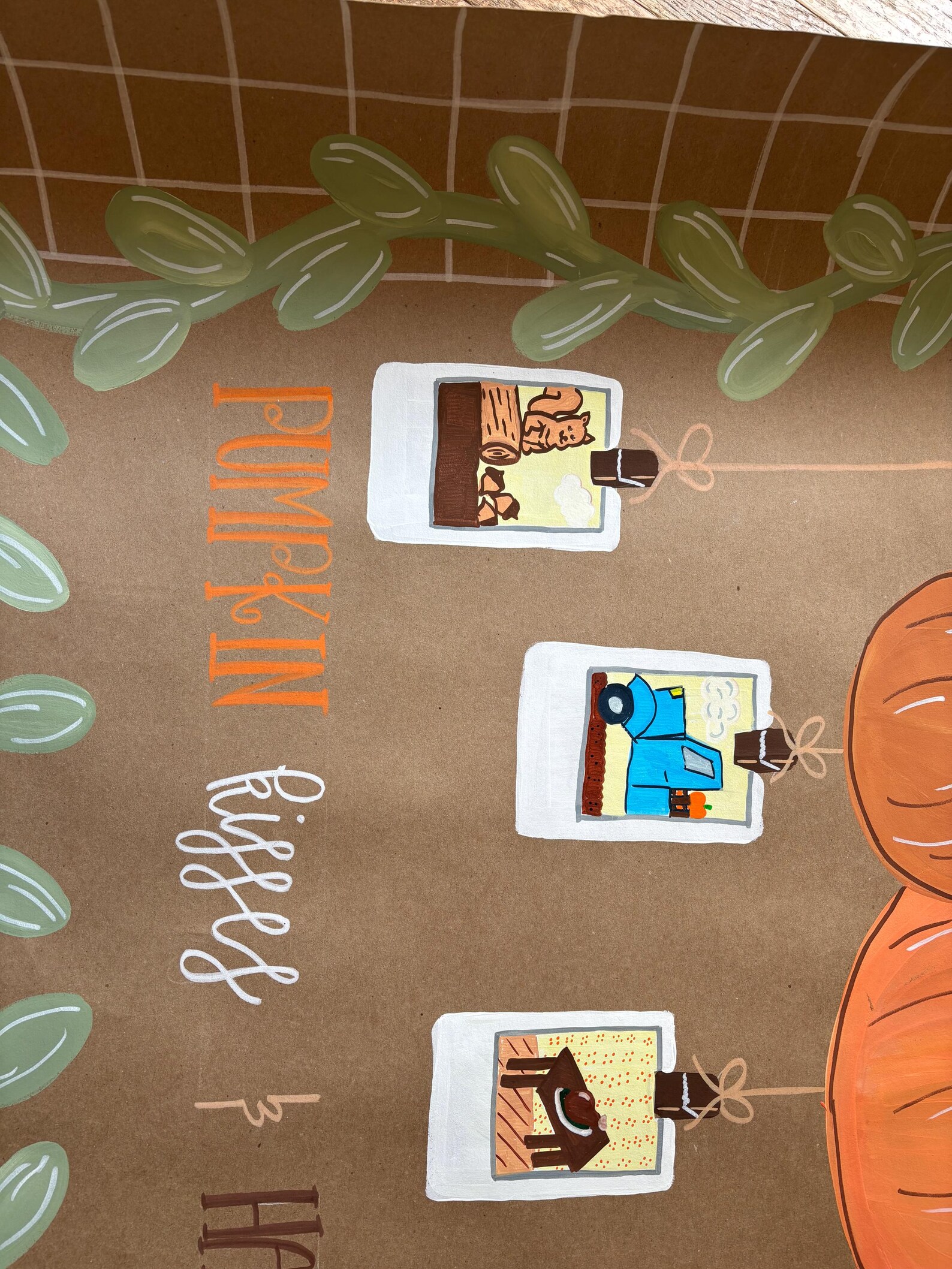 Hand-painted Fall Banner: Pumpkin Kisses & Harvest Wishes, Autumn ...