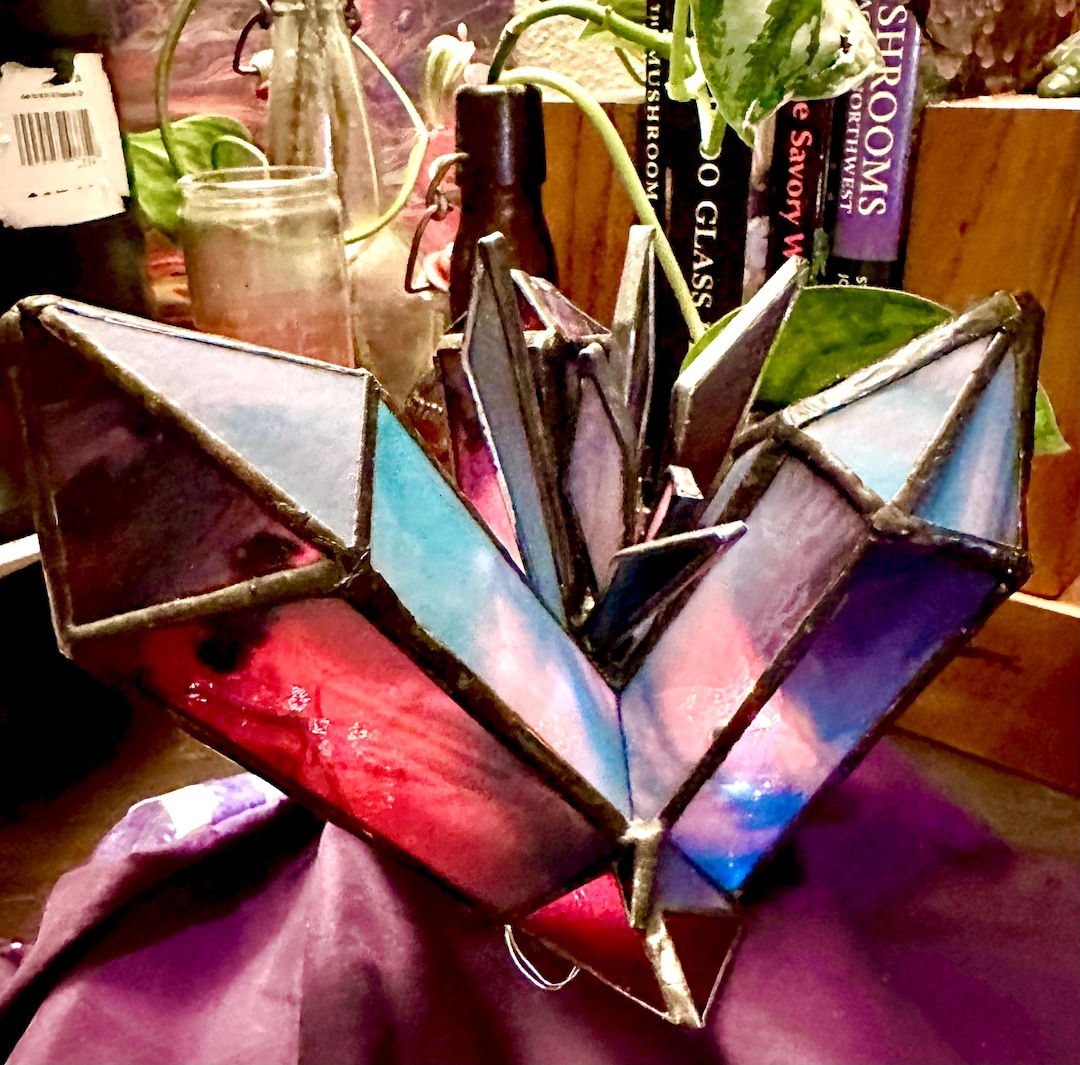 Crystal Sculpture in Stained Glass With Fairie Lights - Etsy