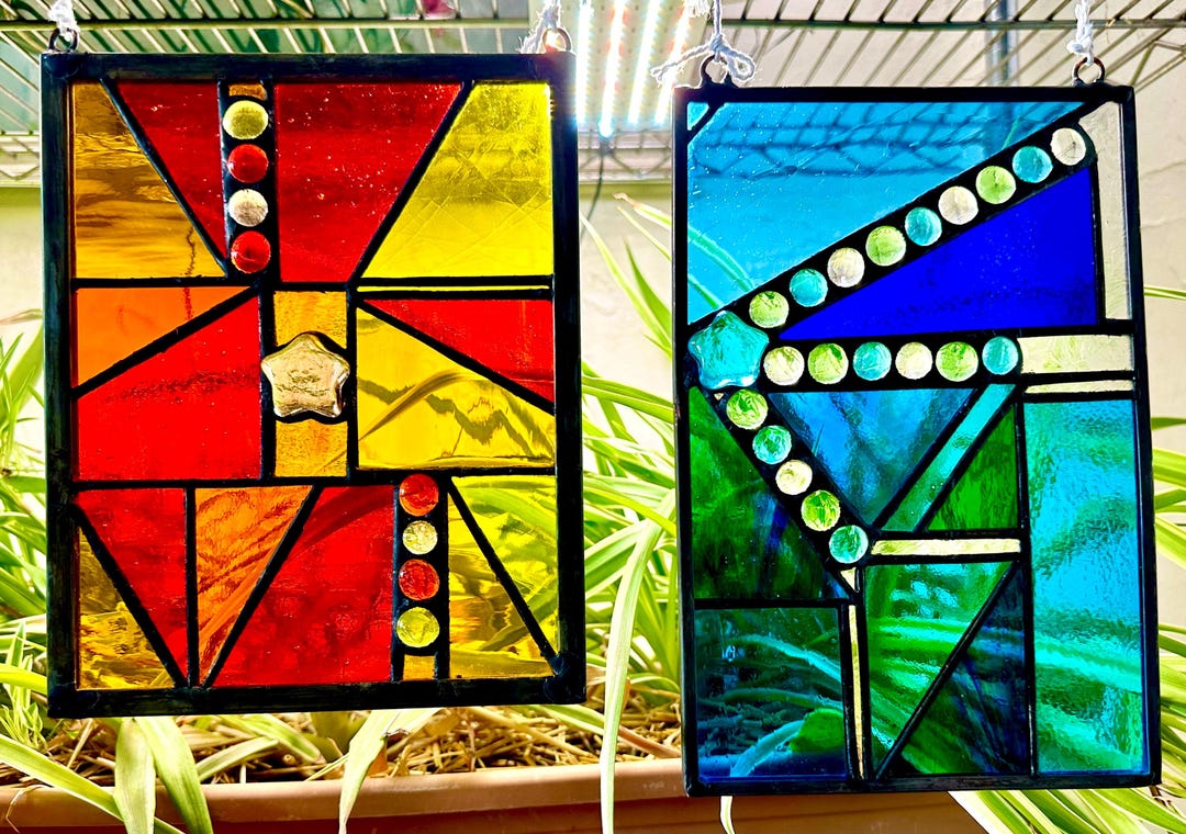 Fire and Ice Stained Glass Sun Catchers - Etsy