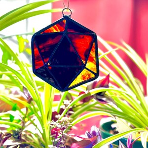 Stained Glass D20 Sun Catcher, Handmade Leaded Glass, Dice, Dnd ...