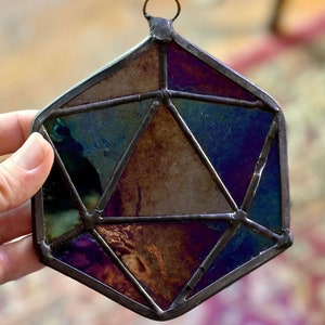 Stained Glass D20 Sun Catcher, Handmade Leaded Glass, Dice, Dnd ...