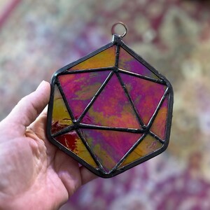 Stained Glass D20 Sun Catcher, Handmade Leaded Glass, Dice, Dnd ...