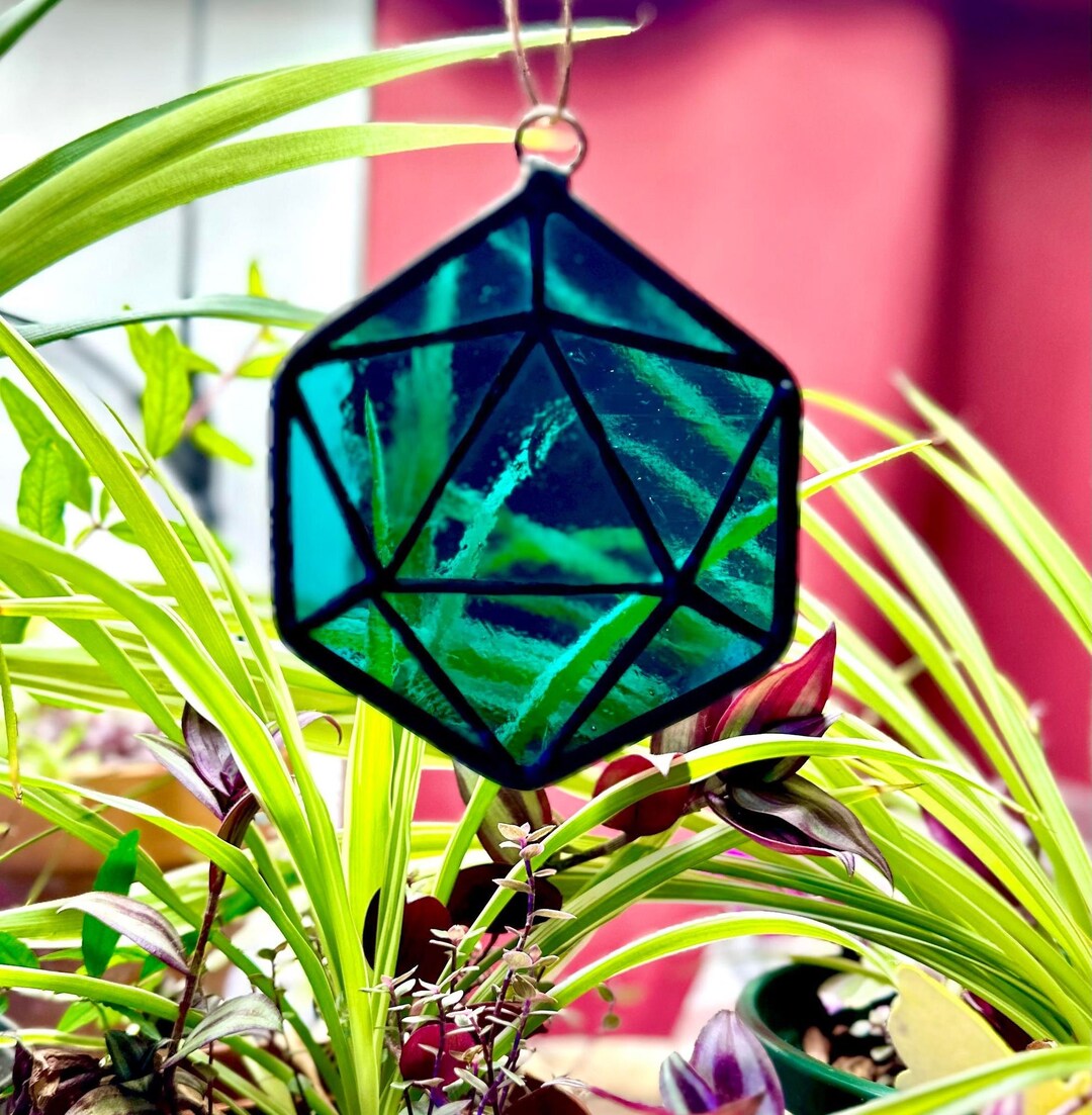 Stained Glass D20 Sun Catcher, Handmade Leaded Glass, Dice, Dnd ...
