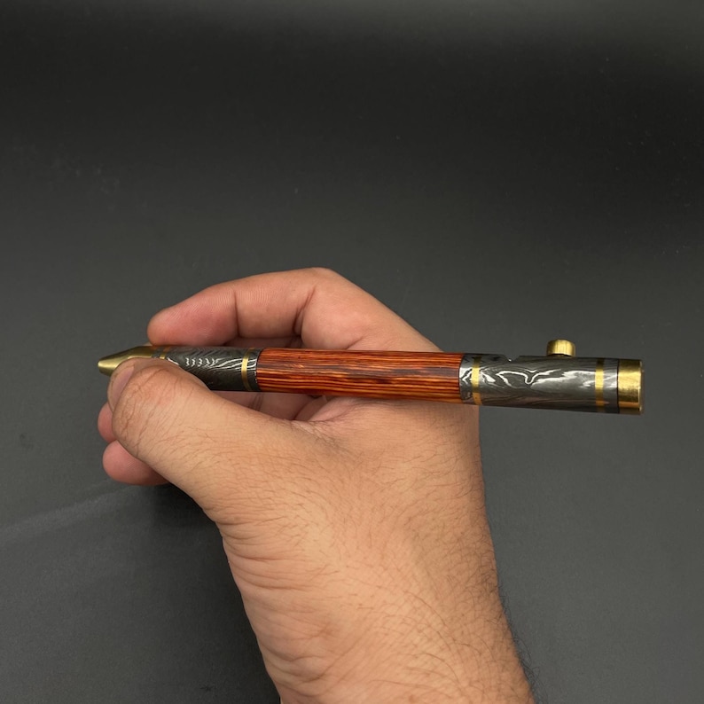 Handmade Damascus Steel Ballpoint Pen | Wood Body, Executive Gift - Etsy
