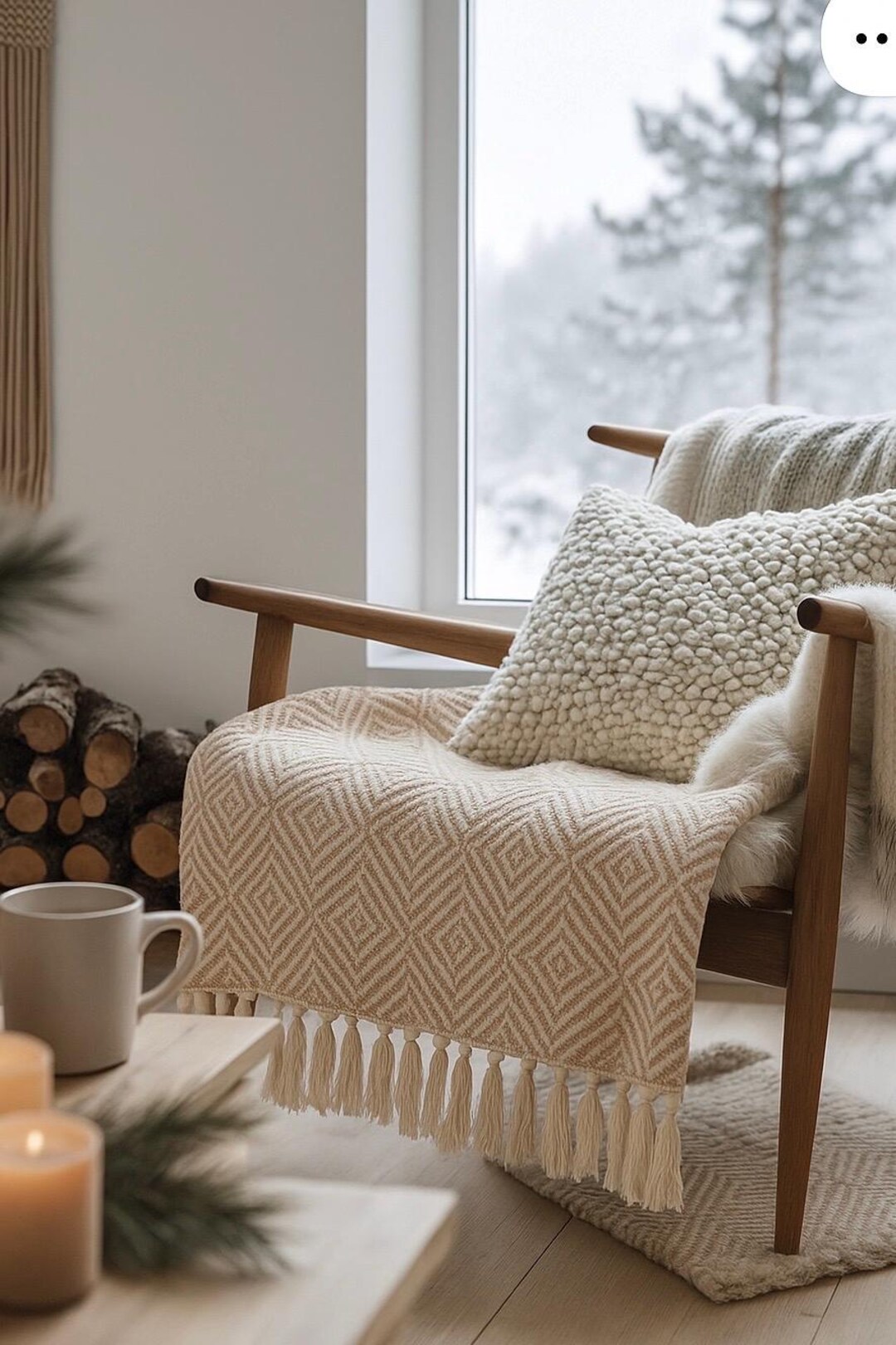 Hudson’s Bay Super Soft Tassel Throw Blanket – Neutral Geometric Design ...