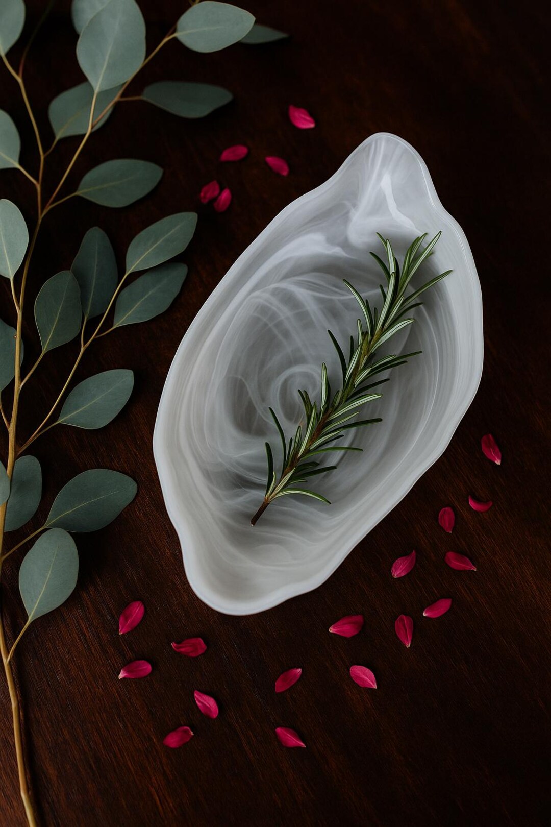 Vintage Freeform Alabaster Art Glass Bowl – White Swirl Centerpiece ...
