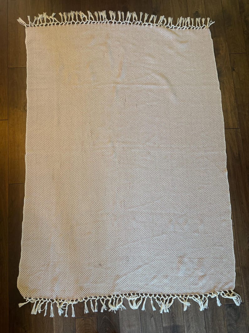 Hudson’s Bay Super Soft Tassel Throw Blanket – Neutral Geometric Design ...
