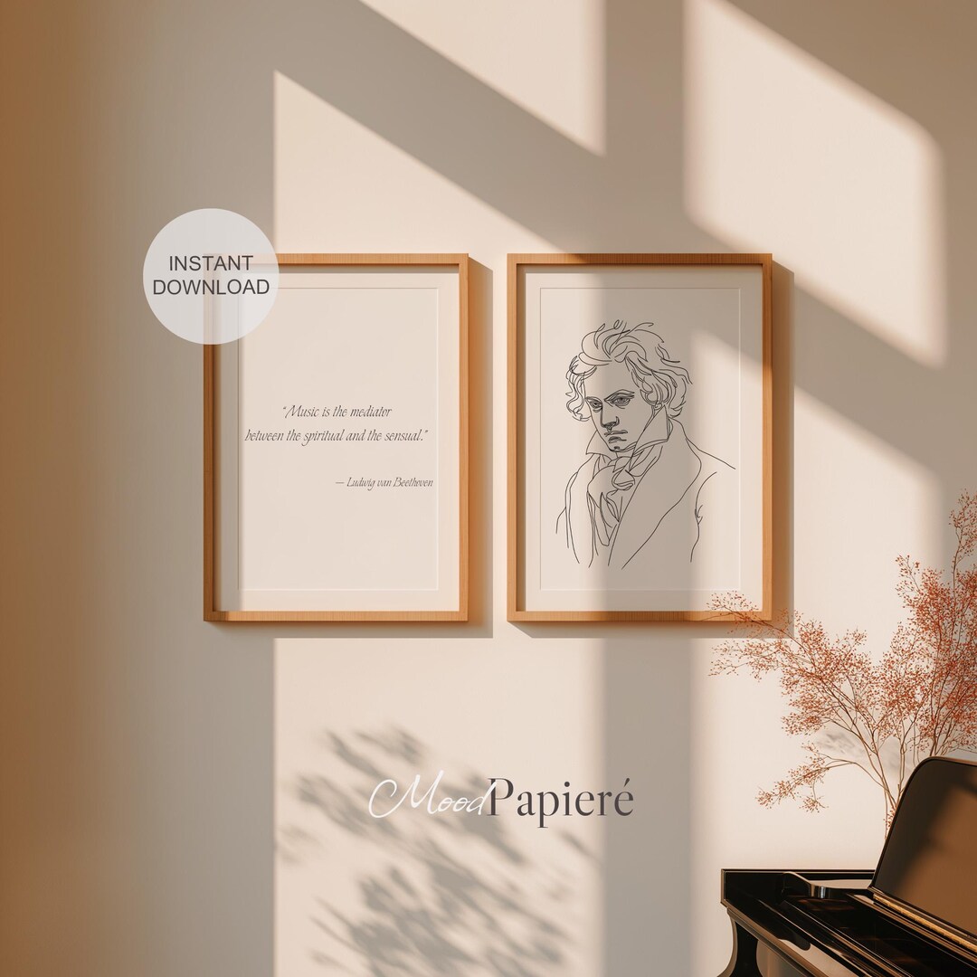 Beethoven Abstract Art Print Set: Minimalist Music Room Decor (digital ...
