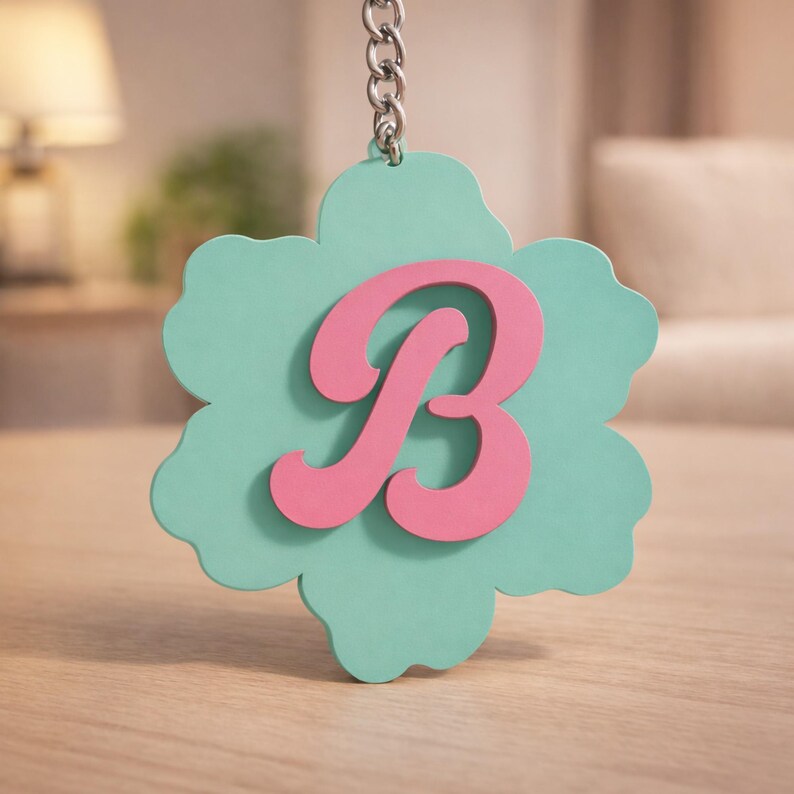 Alphabet Letter Keychain STL Files A-Z | Floral Initial Keychain 3D ...