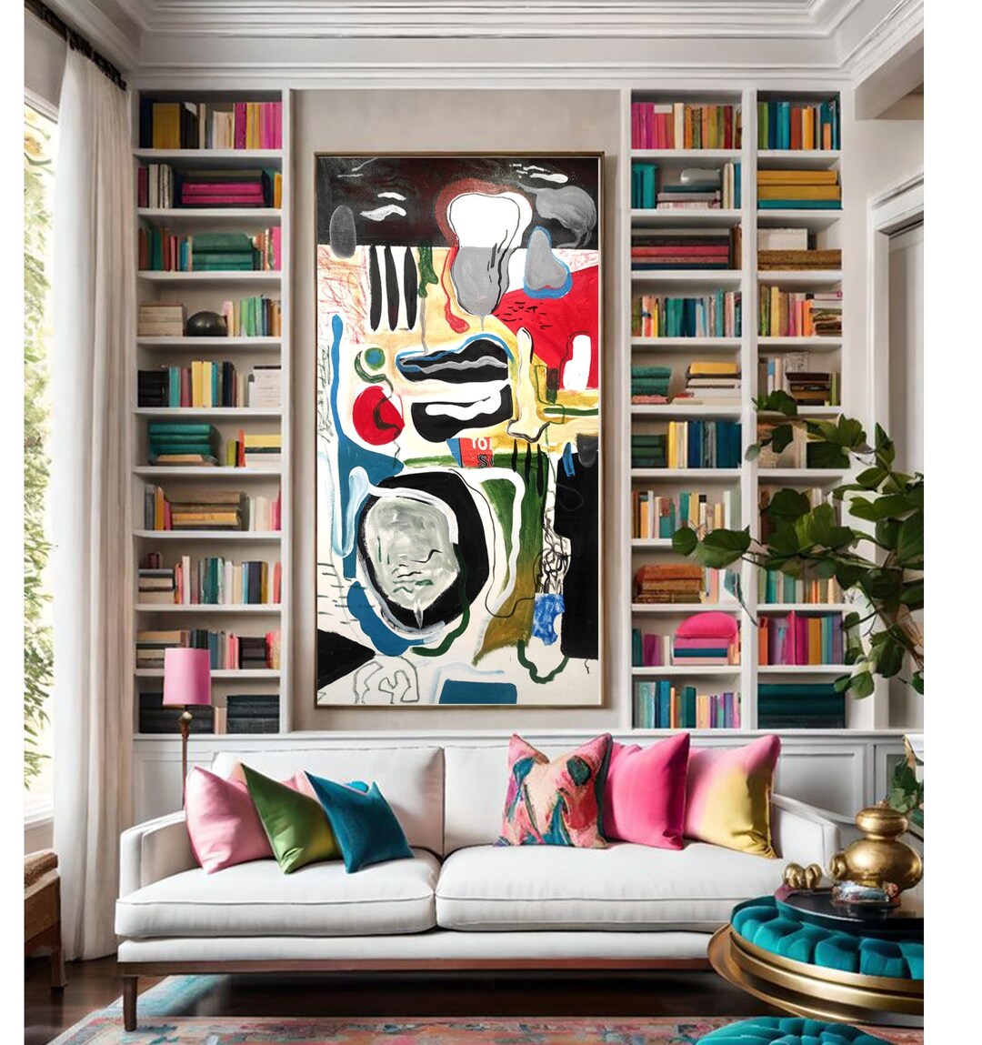 Buy Painting 50 Abstract Painting Black Wall Decor Colorful Abstract ...