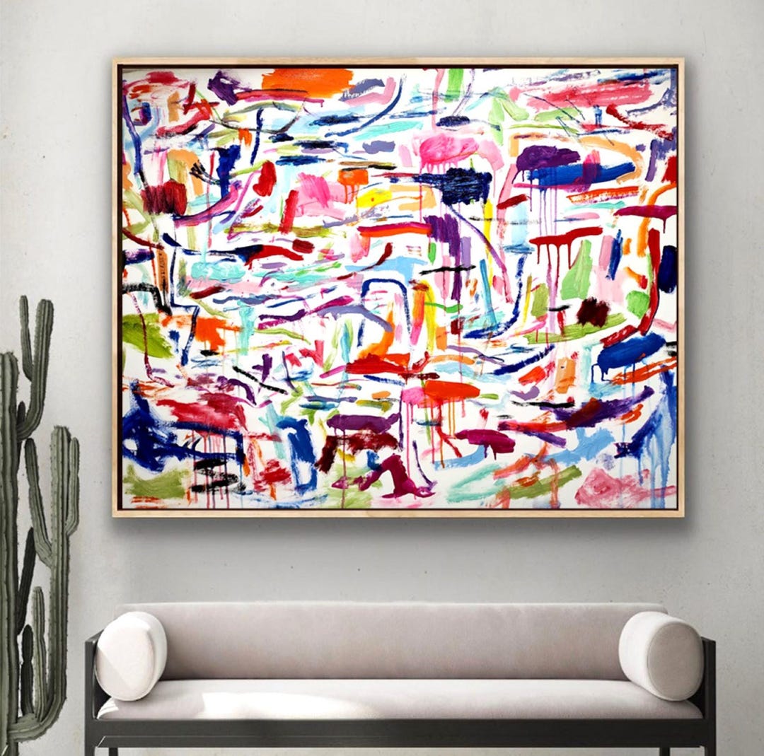54"x40"painting Colorful Abstract Painting Colorful Original Art, Nice ...