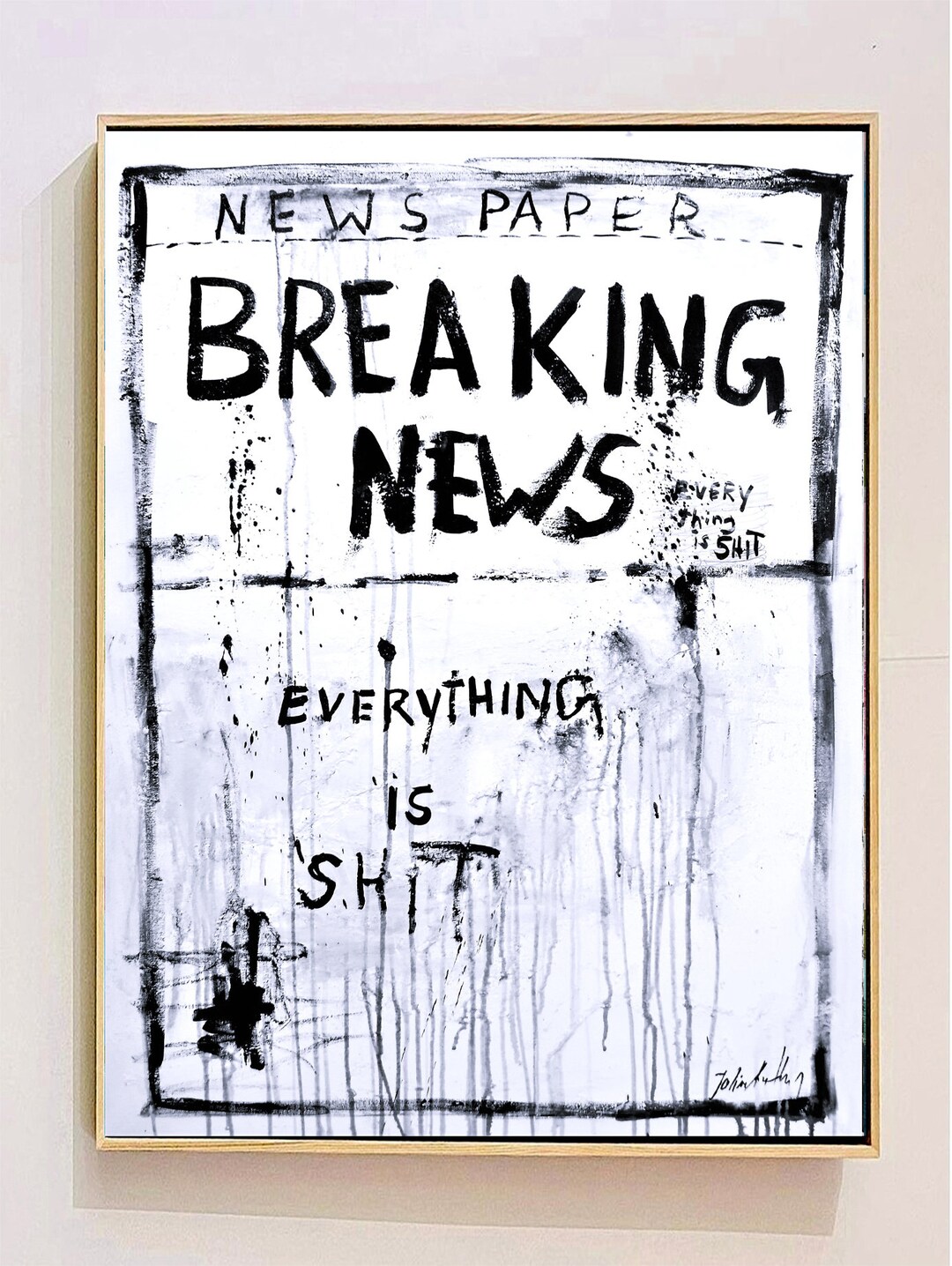 Breaking News.... Abstract Painting Black Original Painting by Jolina ...