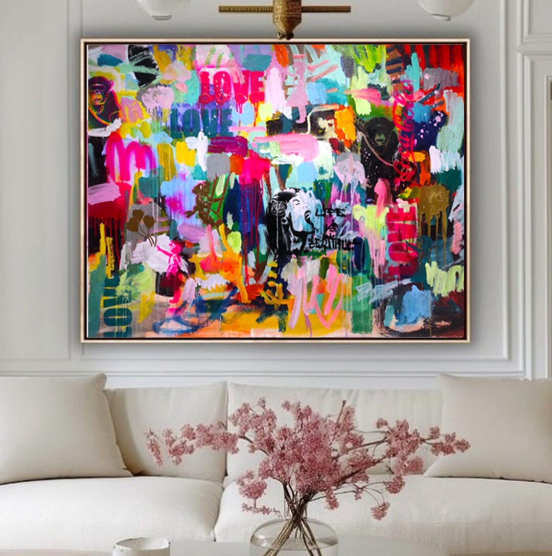 42" Street Art Abstract Painting, Nice Painting on Canvas Original ...