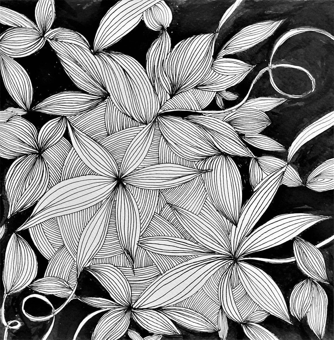 8x8 Drawing Black and White Abstract Painting Nice | Etsy