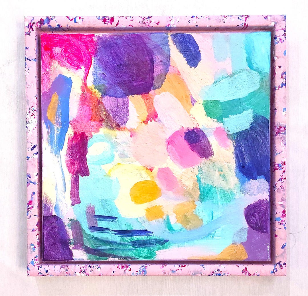 Framed Colorful Abstract Painting on Canvas Nice Oil Red Oil Painting ...