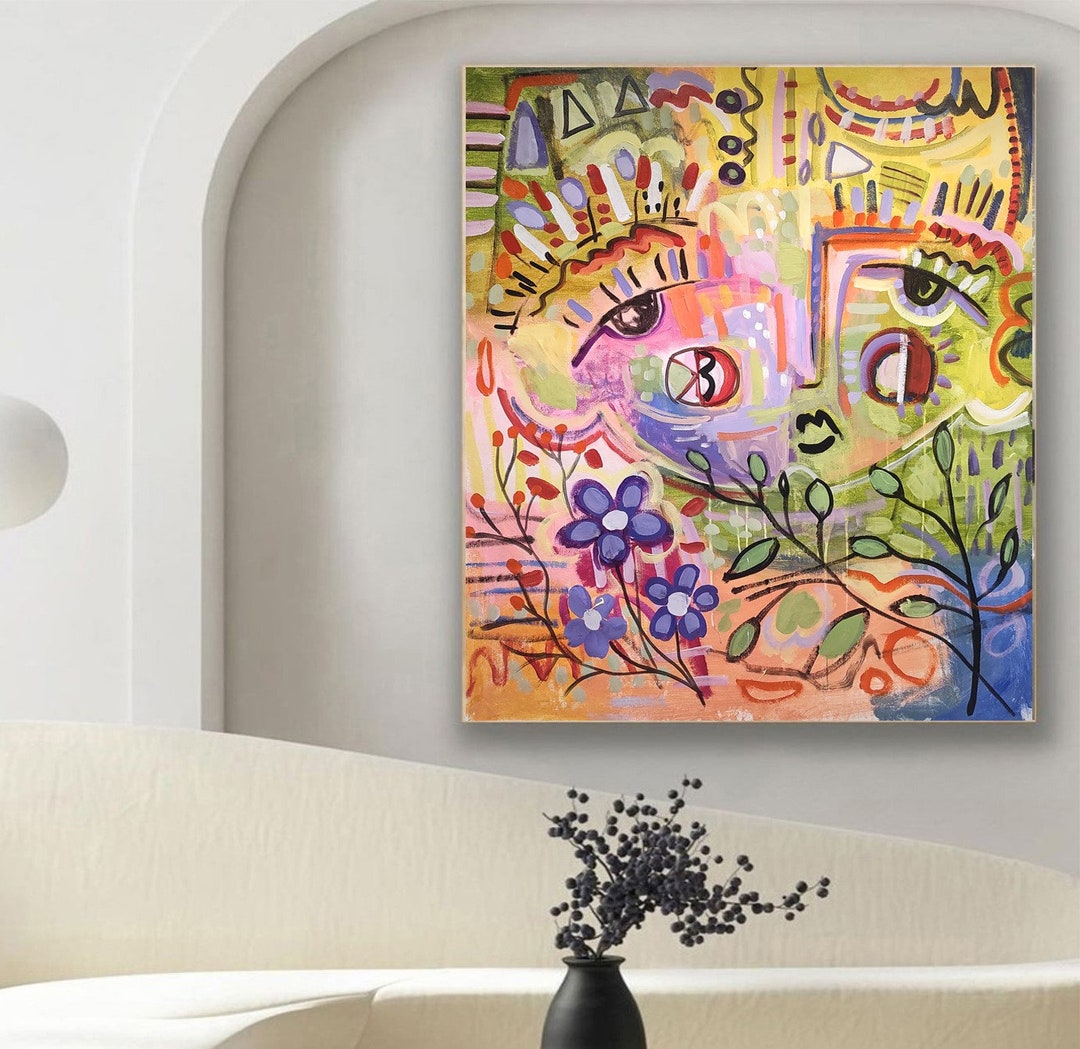 Painting 40" Abstract Art Blue Abstract Painting Nice Original Painting ...