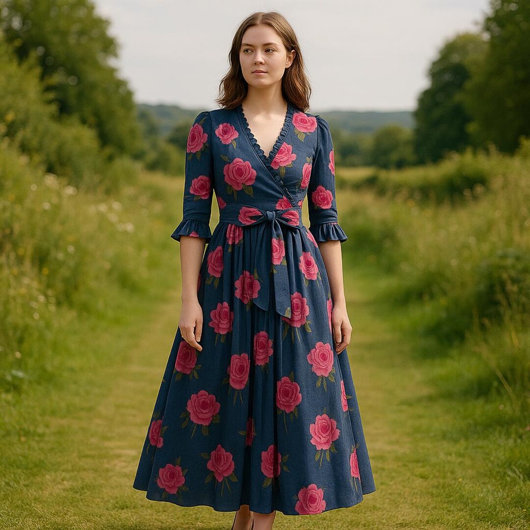 PDF Sewing Pattern | Mary Quant Inspired Wrap Dress With Frill Trim ...