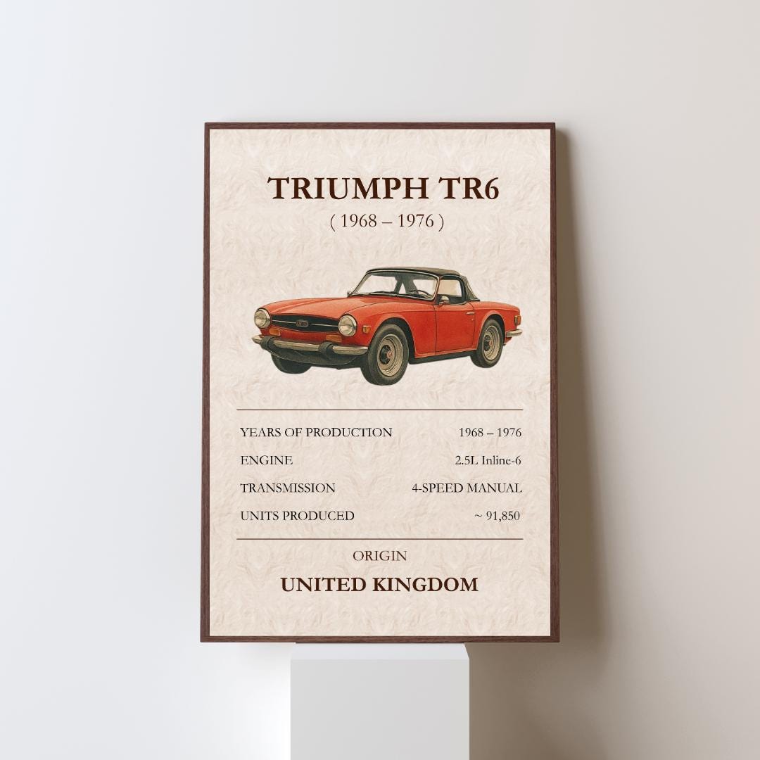 Triumph TR6 Poster: Vintage British Sports Car Print - Etsy