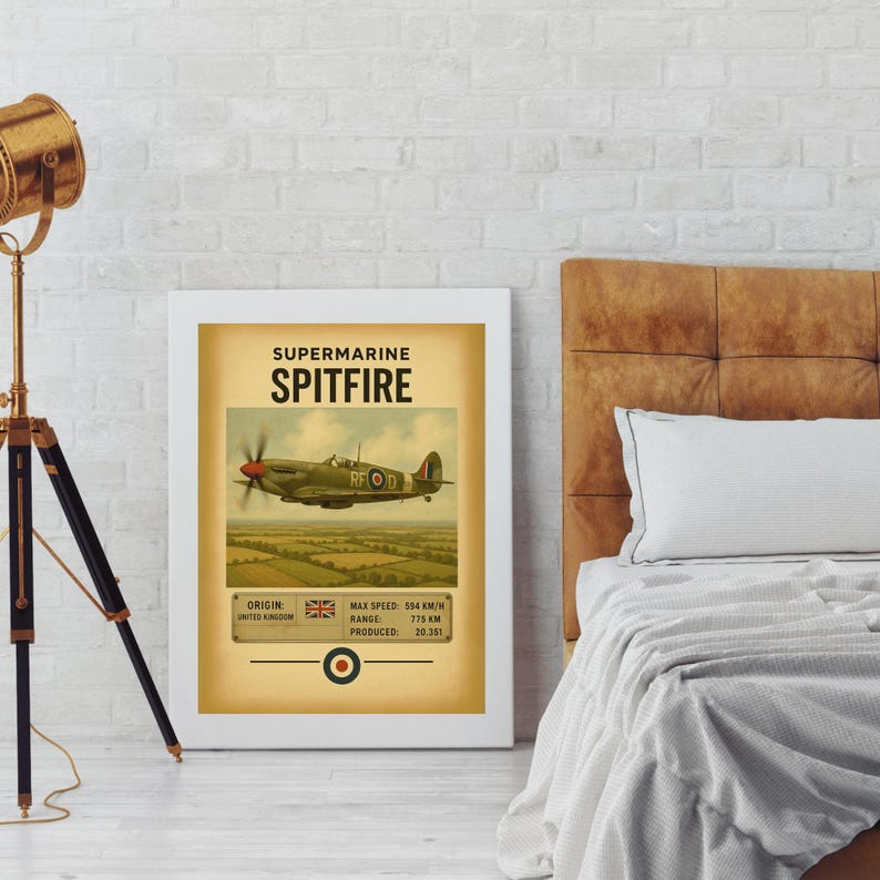 Supermarine Spitfire Poster: WWII Fighter Plane, Aviation History Art ...