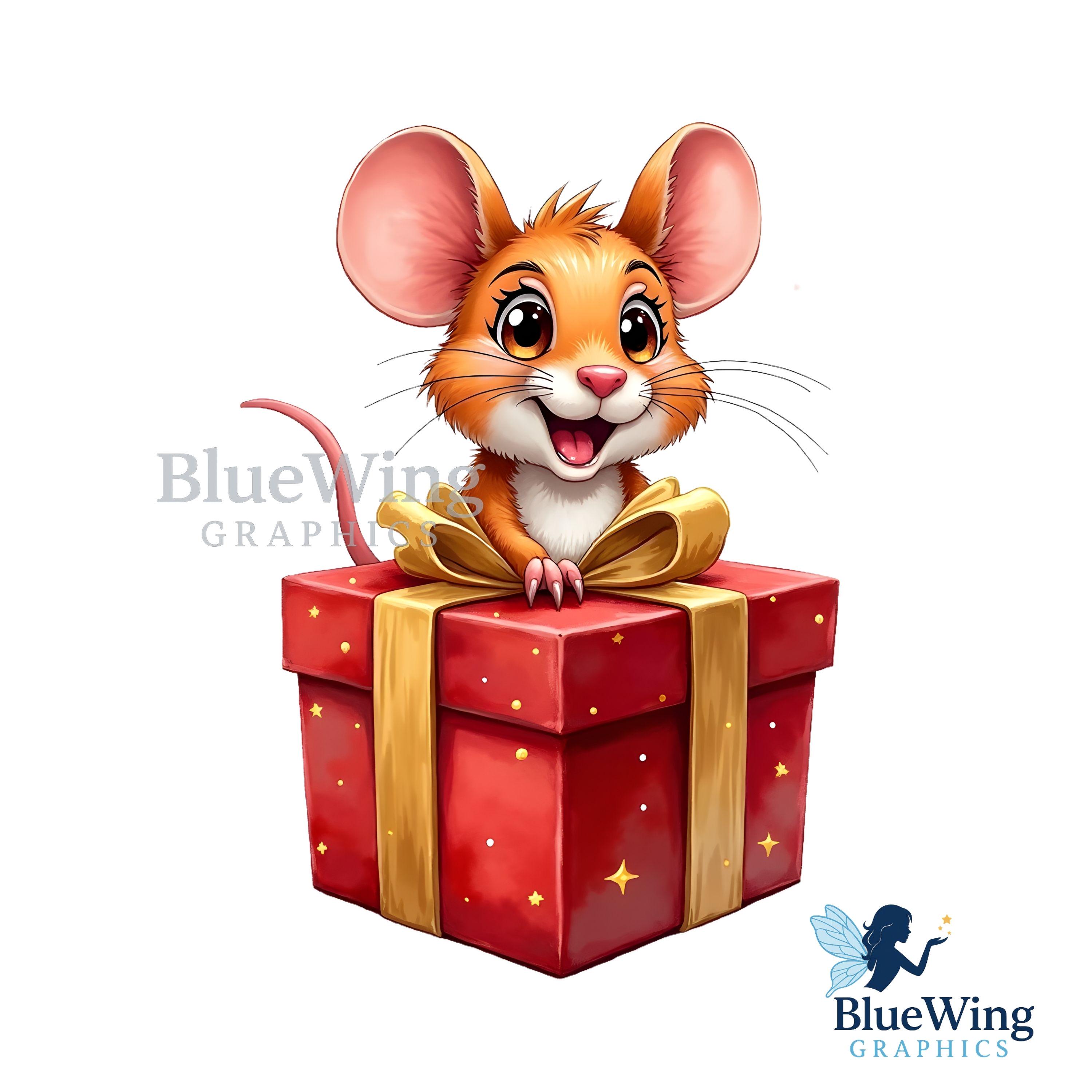 Christmas Mouse Clipart: Holiday Mice & Winter Accessories (20 PNG ...