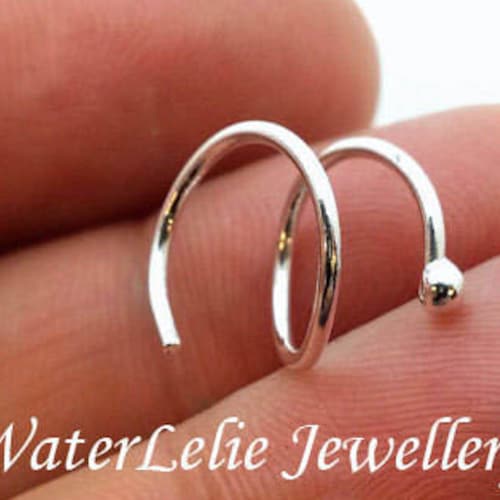 Silver Double Piercing Earring. 18g. Two Hole Earring. Spiral - Etsy