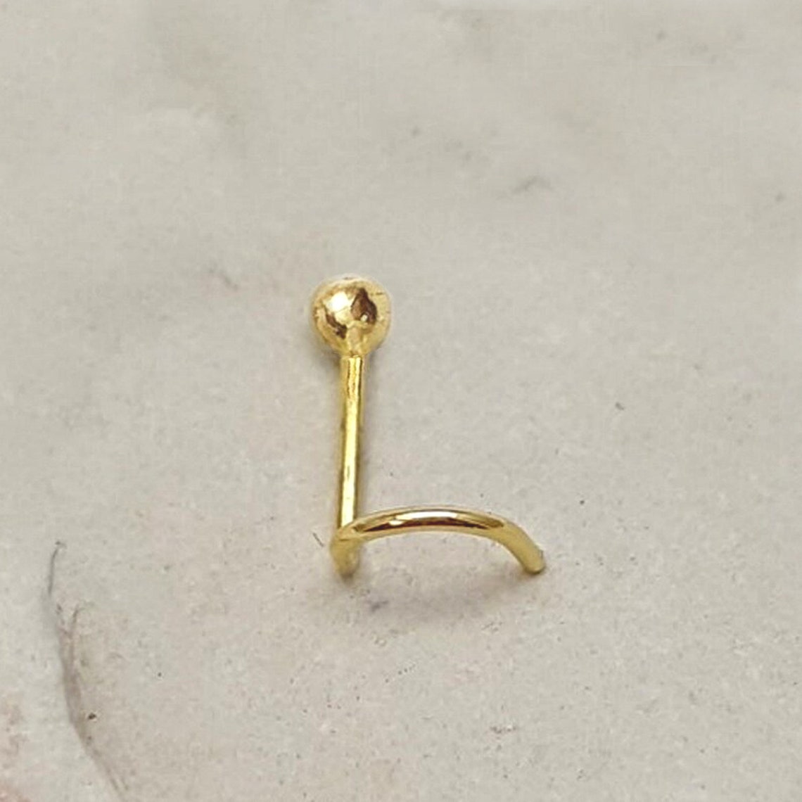 22k Yellow Gold Ball Nose Stud. Solid Gold Nose Stud. Screw in - Etsy