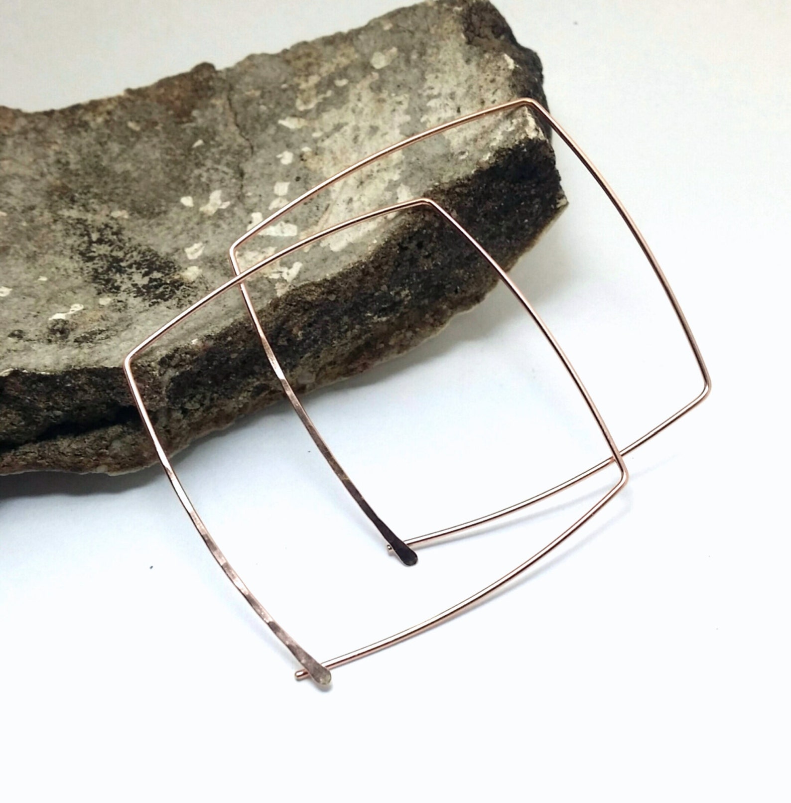 Large Square Gold Hoops Geometric Hoops Lightweight Hoops - Etsy