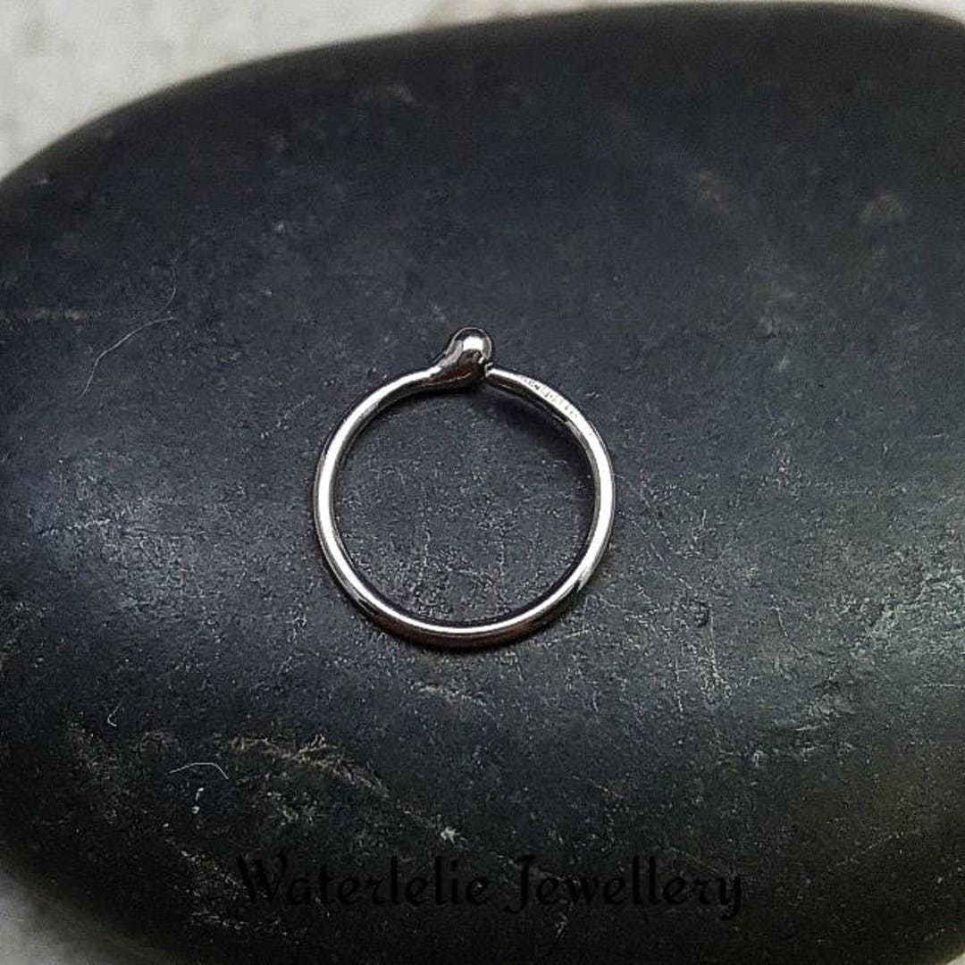 Tiny 14k White Gold Ball Nose Ring: Handmade Solid Gold Earring - Etsy