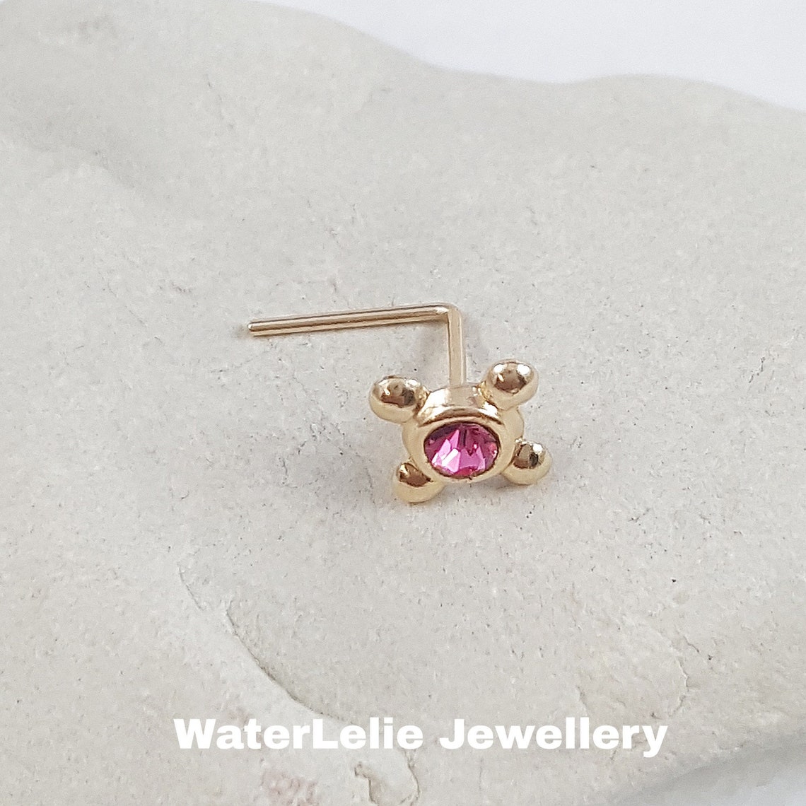 Tiny 9k Gold Nose Stud. Solid Gold Nose Stud. Ruby Nose Stud. | Etsy