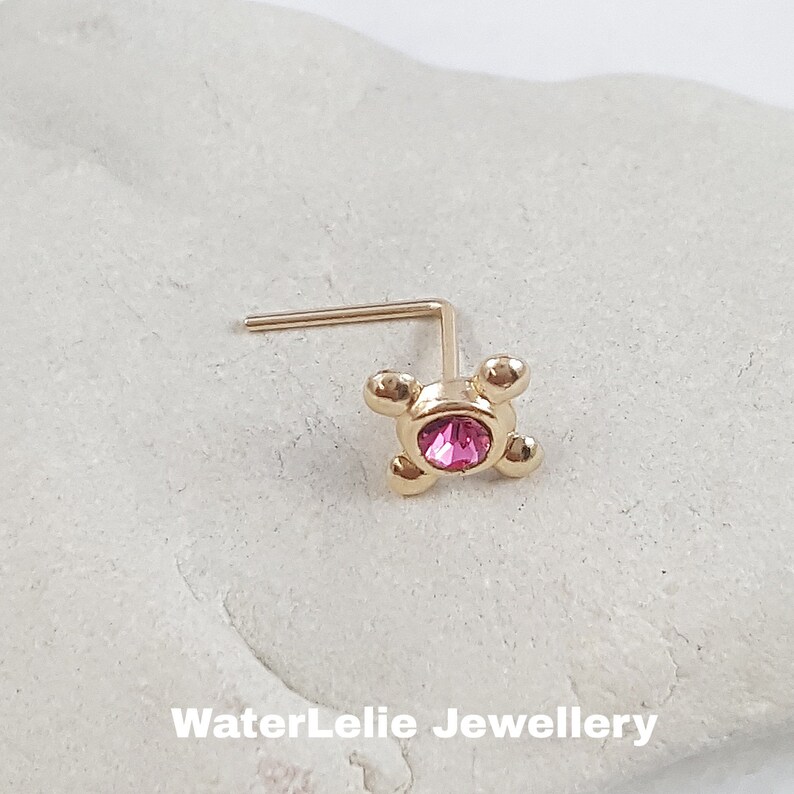 Tiny 9k Gold Nose Stud. Solid Gold Nose Stud. Ruby Nose Stud. | Etsy