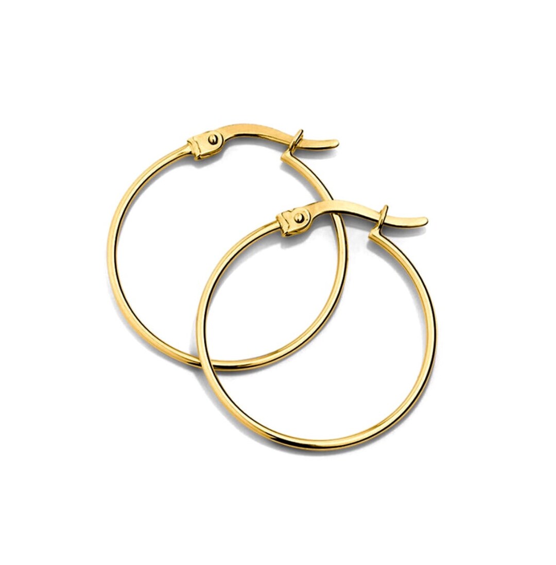 PRICE DROP! 10k Gold Hoop Earrings. Solid Gold Hoops. Gold Hollow Hoops ...