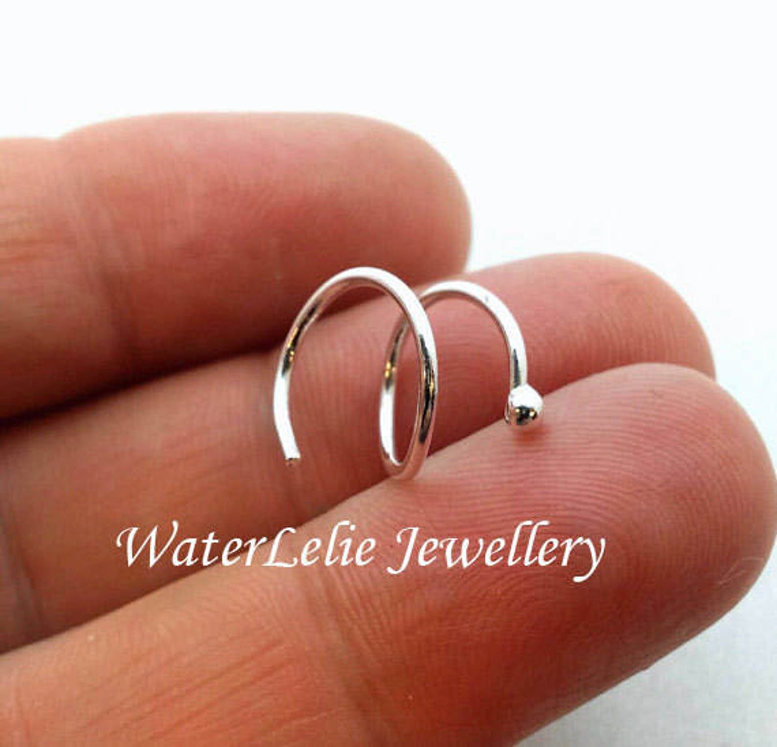 Silver Double Piercing Earring. 18g. Two Hole Earring. Spiral - Etsy