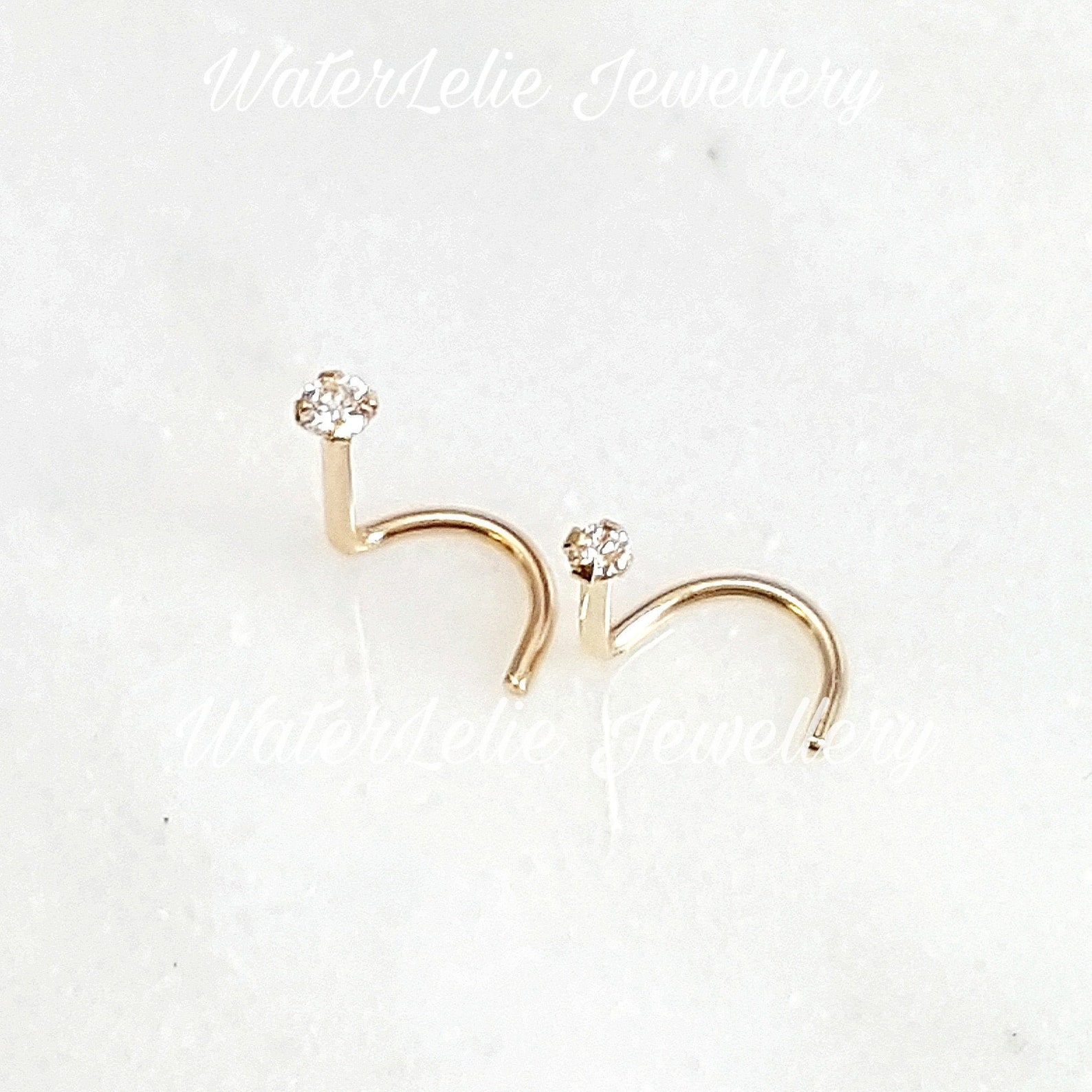 Genuine Diamond Nose Stud. Solid 14k Gold Nose Stud. Screw End | Etsy